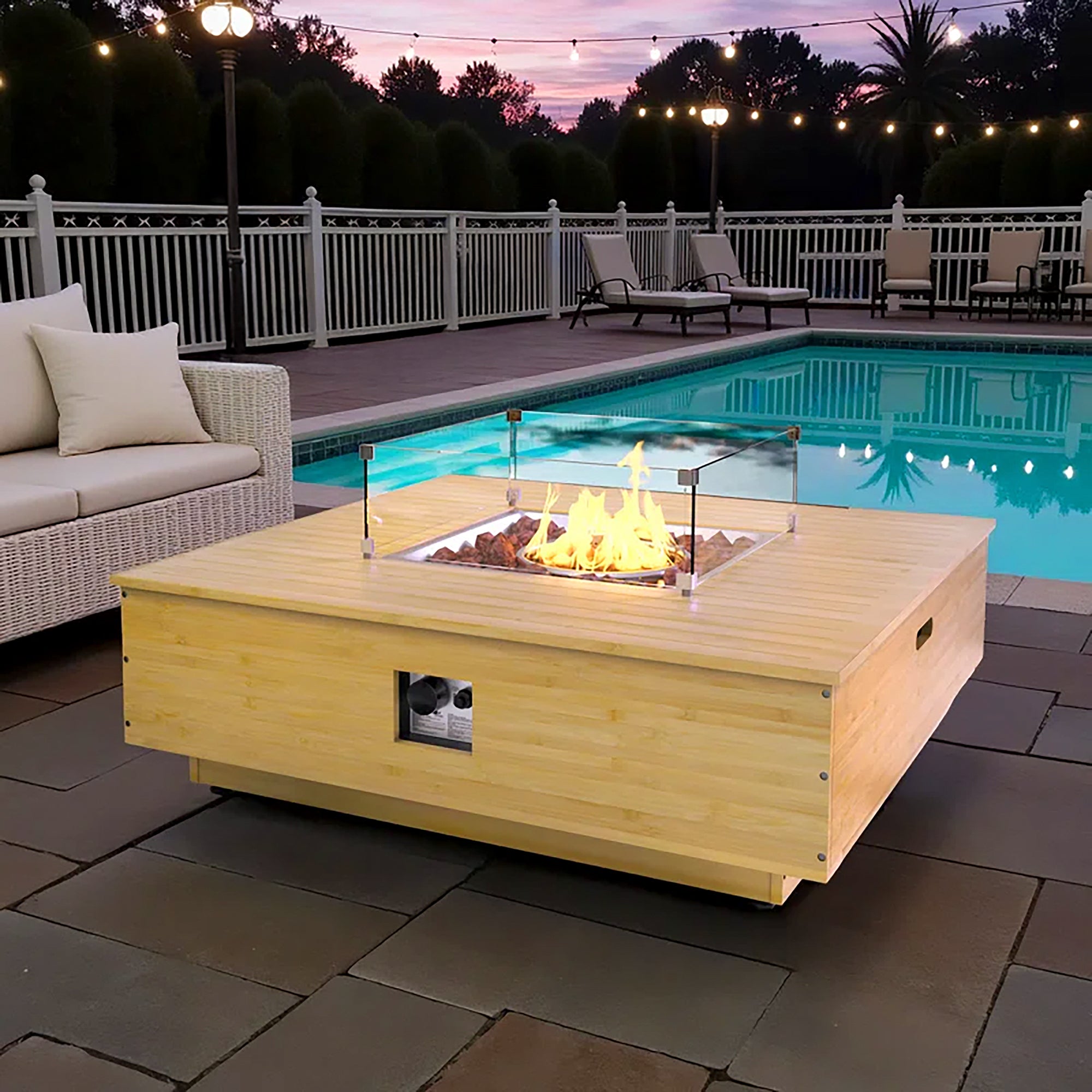 Harmony 43-Inch Bamboo Fire Pit Coffee Table – Kinger Home