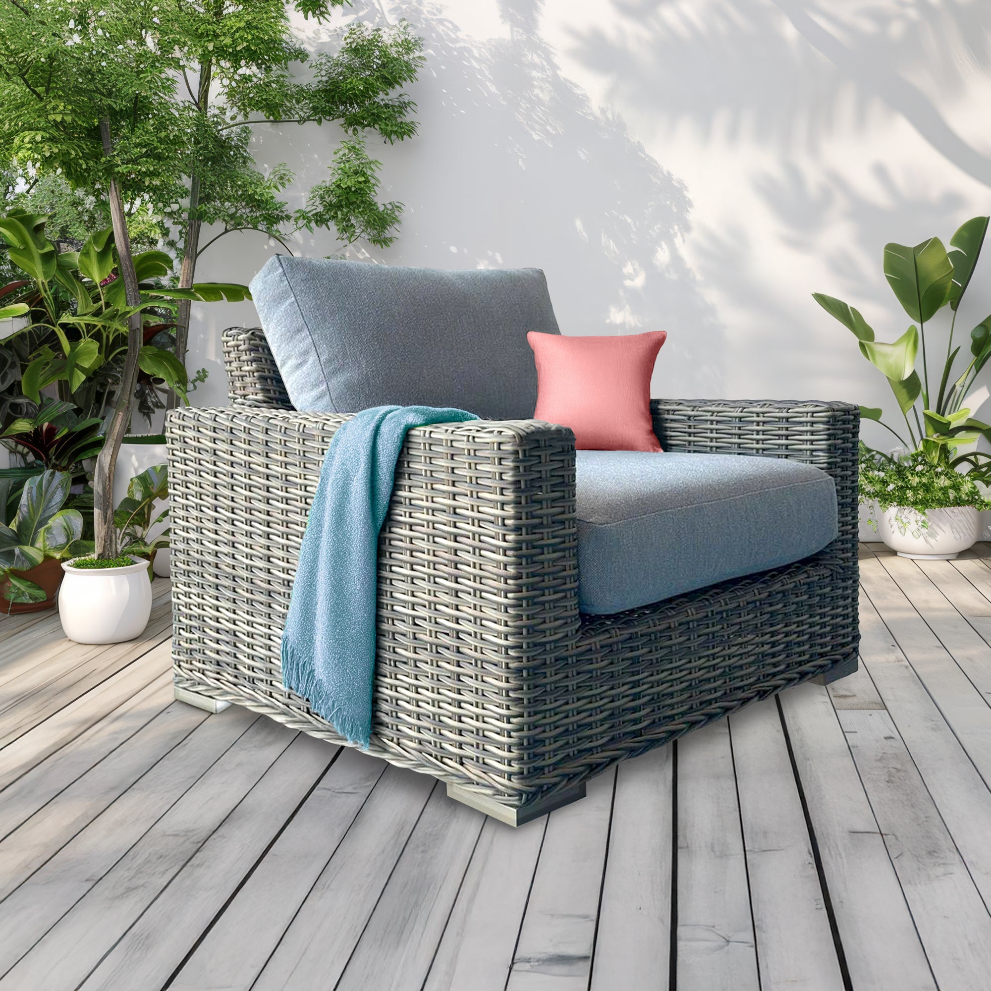 Larry Rattan Wicker Deep Seating Stationary Chair – Kinger Home